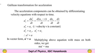 Galilean Transformation Equations | PPTX