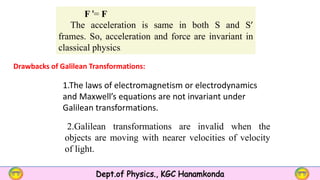Galilean Transformation Equations | PPTX