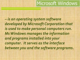 Introduction to Windows - Windows Interface | PPTX