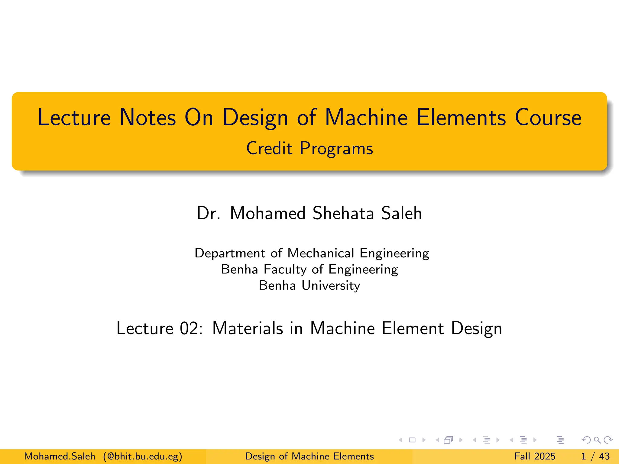 Lecture 02: Materials in Machine Element Designpdf | PDF