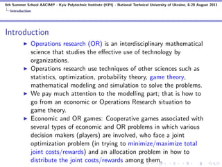 Operations Research Situations and Games | PPT