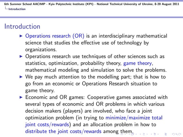 Operations Research Situations and Games | PPT