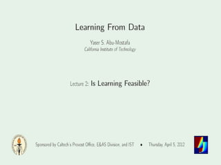 Lecture2 learning from data | PPT