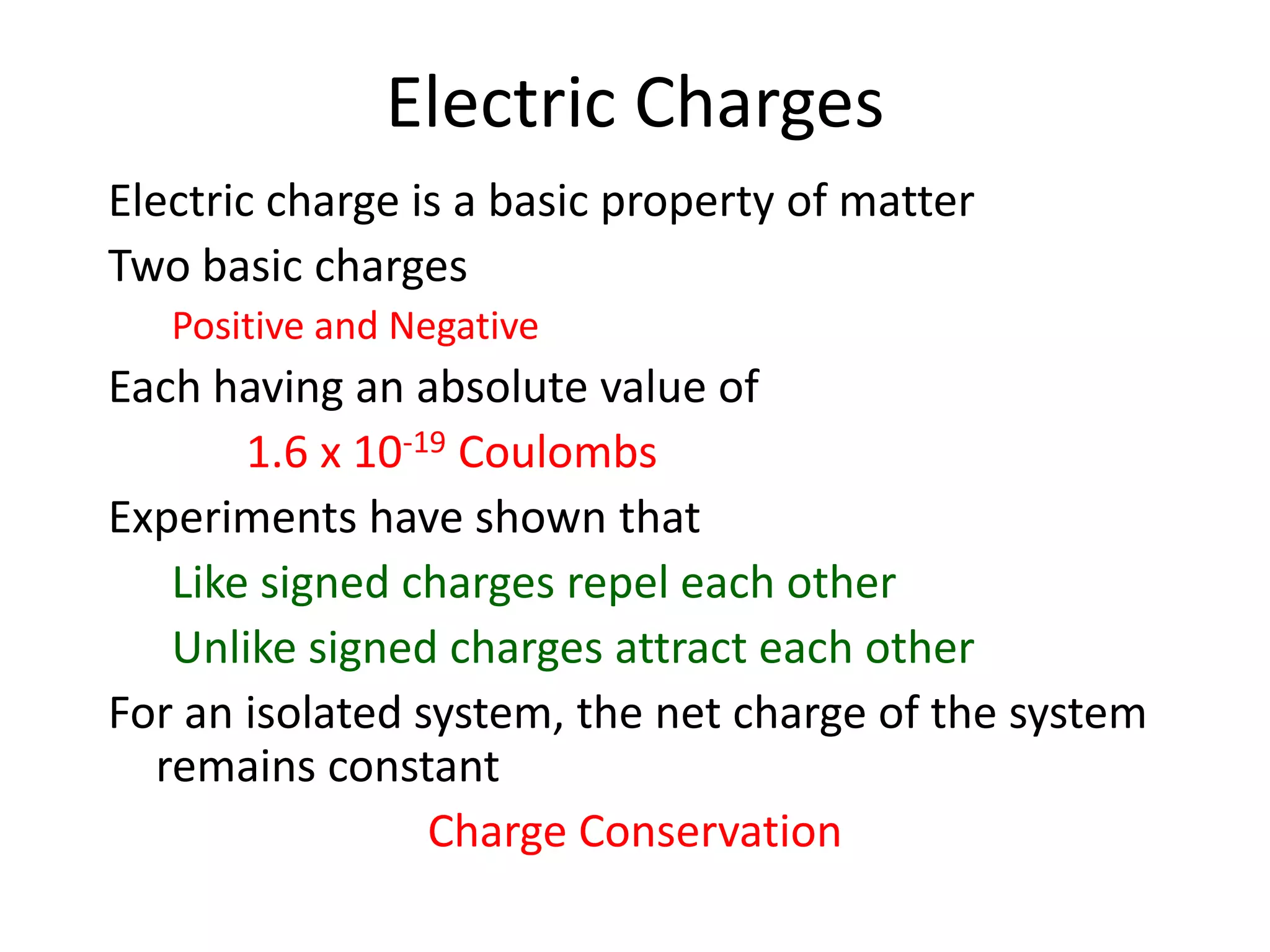 Electric Charges, Forces and Fields | PPTX