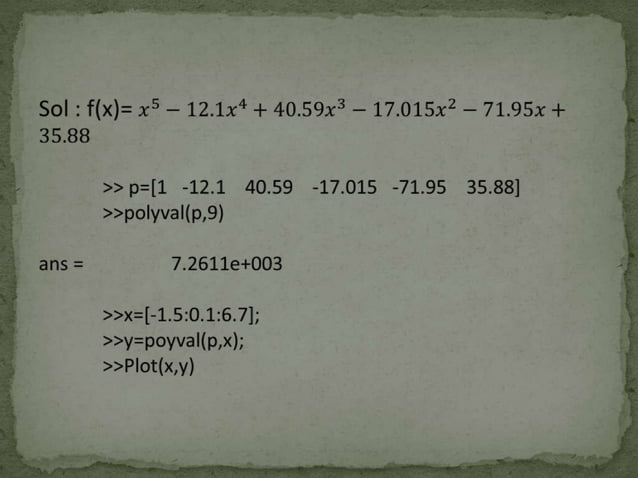 POLYNOMIALS,CURVEFITTING, AND INTERPOLATION | PPTX | Graphics Software ...