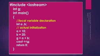 Lecture 2 C++ | Variable Scope, Operators in c++ | PPTX
