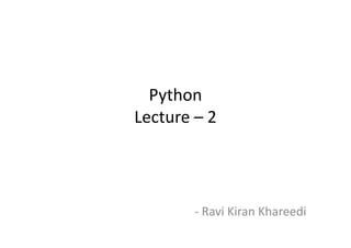 Python - Lecture 2 | PDF