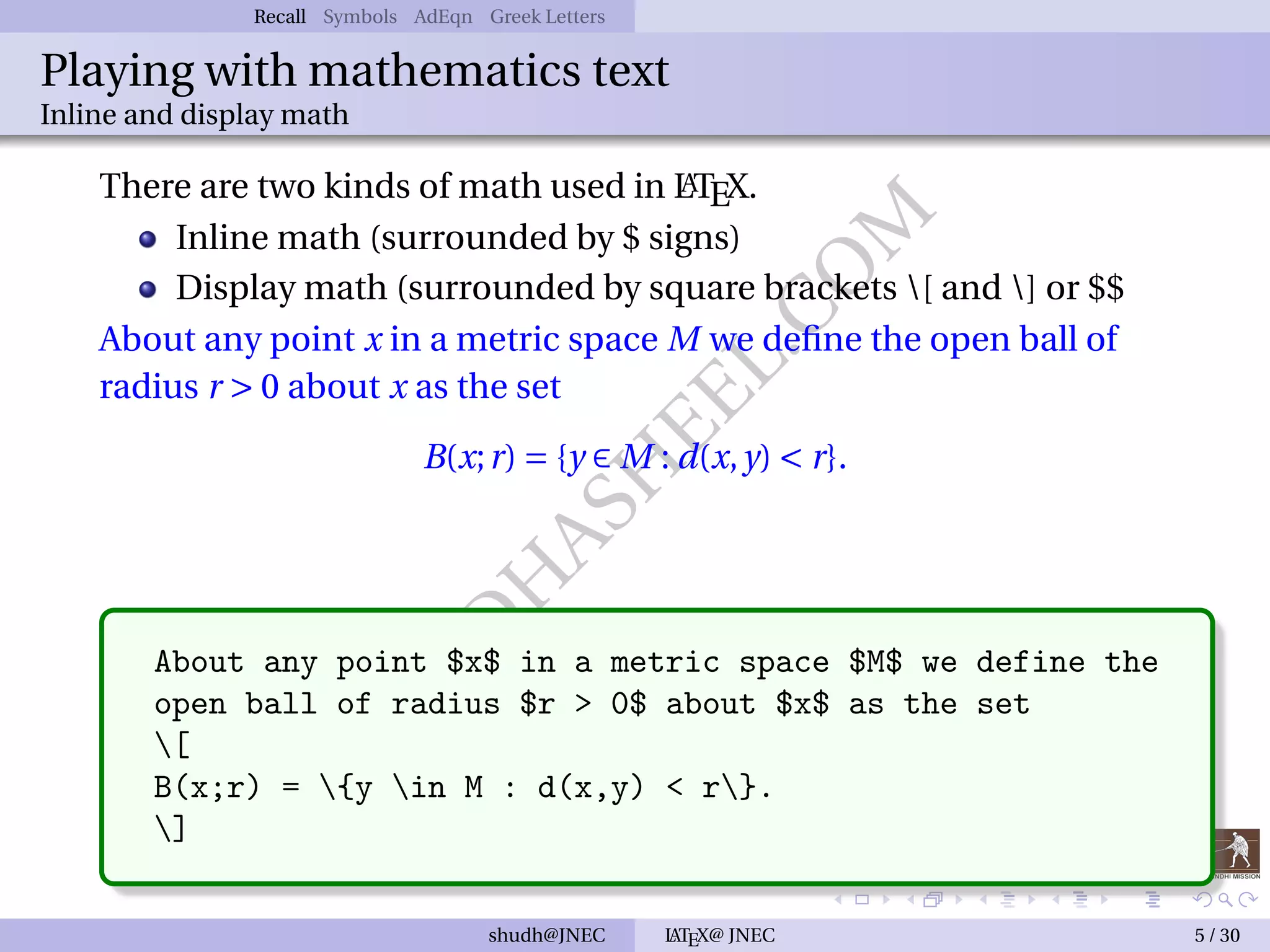 Typesetting Mathematics with LaTeX - Day 2 | PDF
