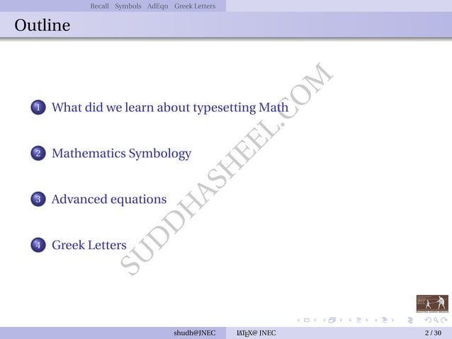 Typesetting Mathematics with LaTeX - Day 2 | PPT