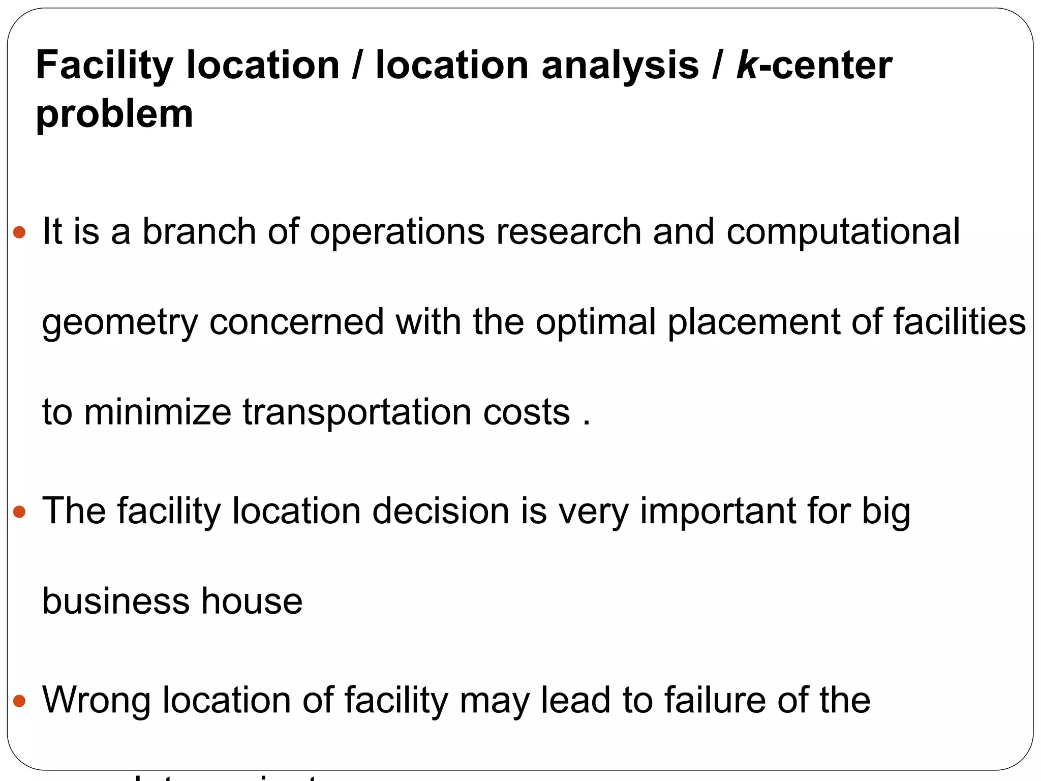 Facility Location Planning | PPT