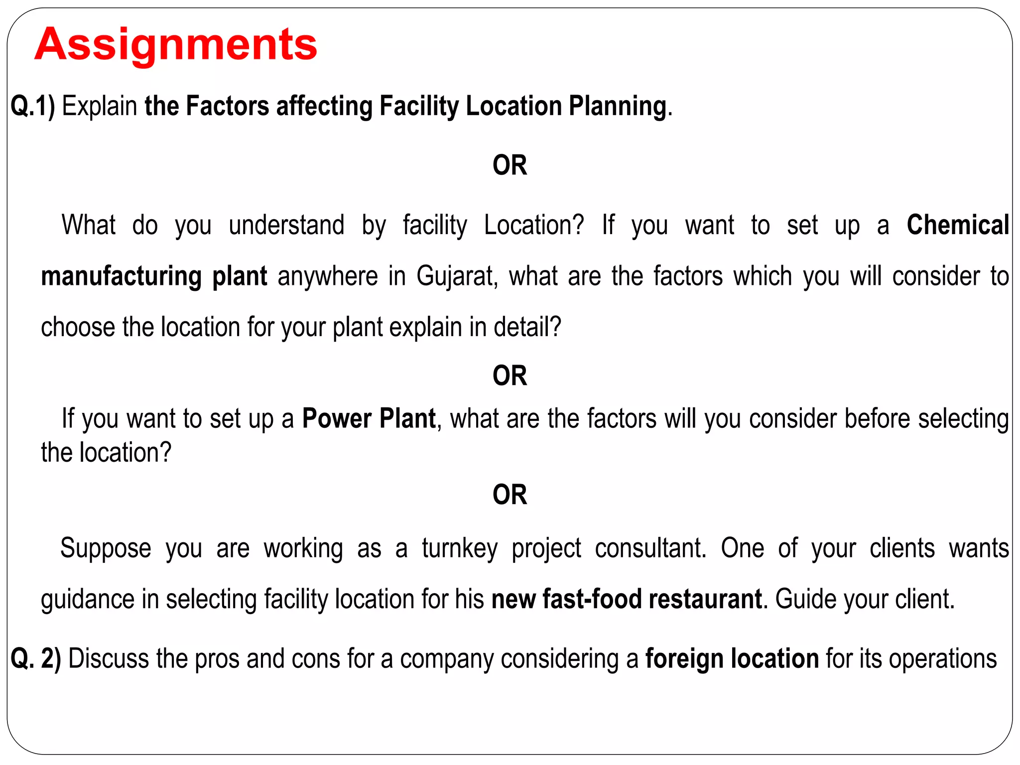 Facility Location Planning | PPT