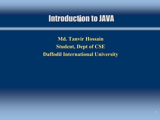 Introduction to JAVA | PPT