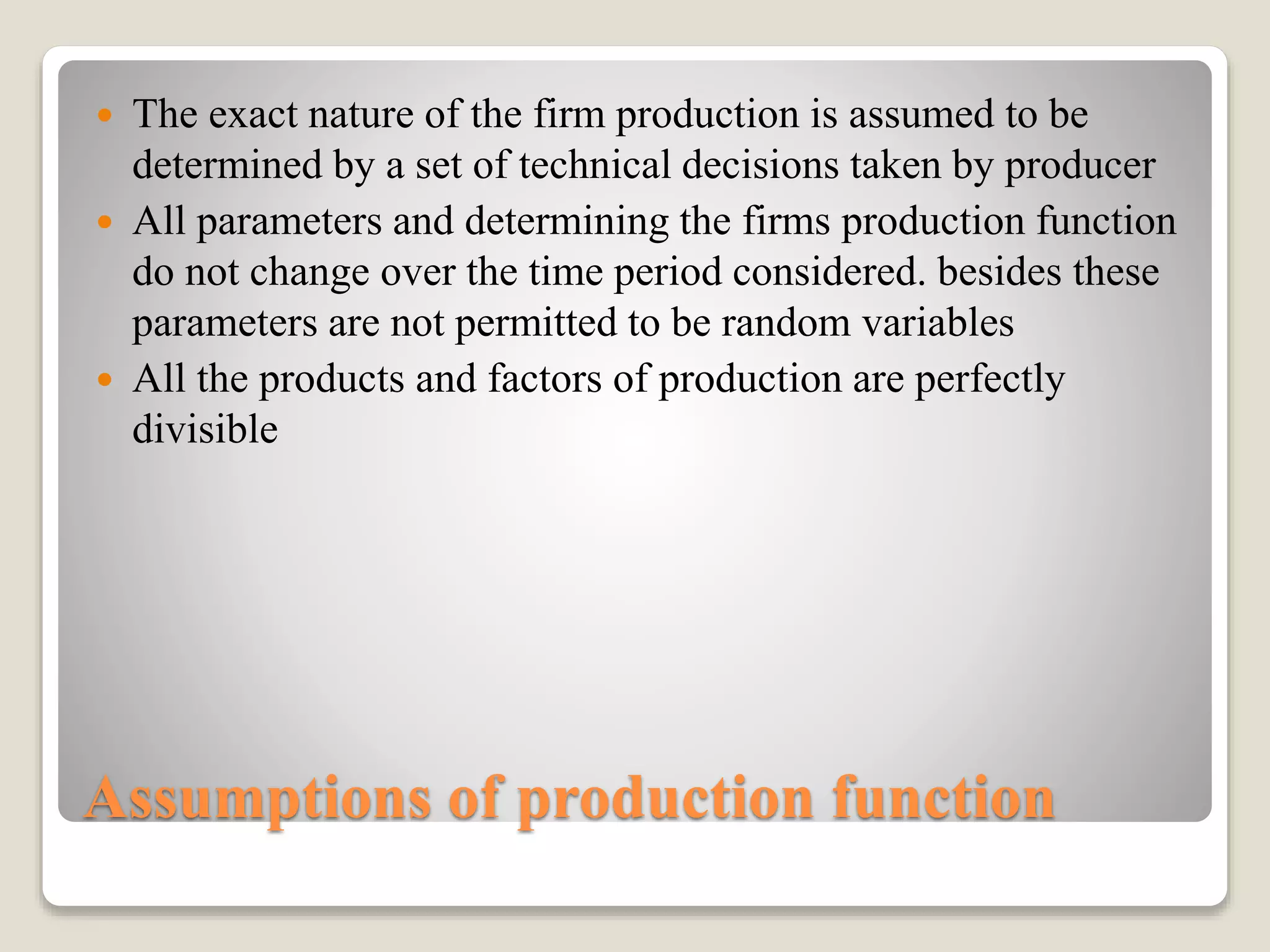 Production economics- Lecture 2 | PPTX