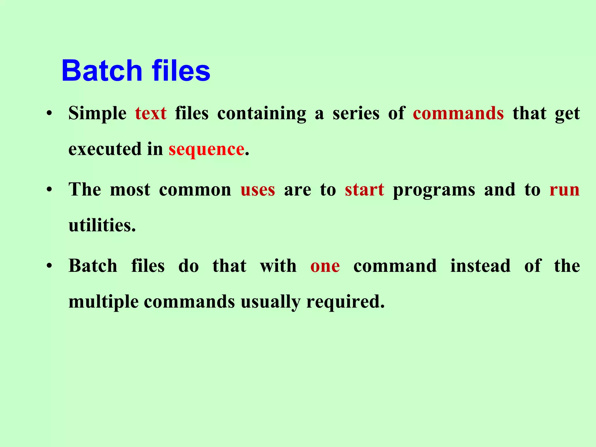Introduction to Command Line & Batch files | PPTX