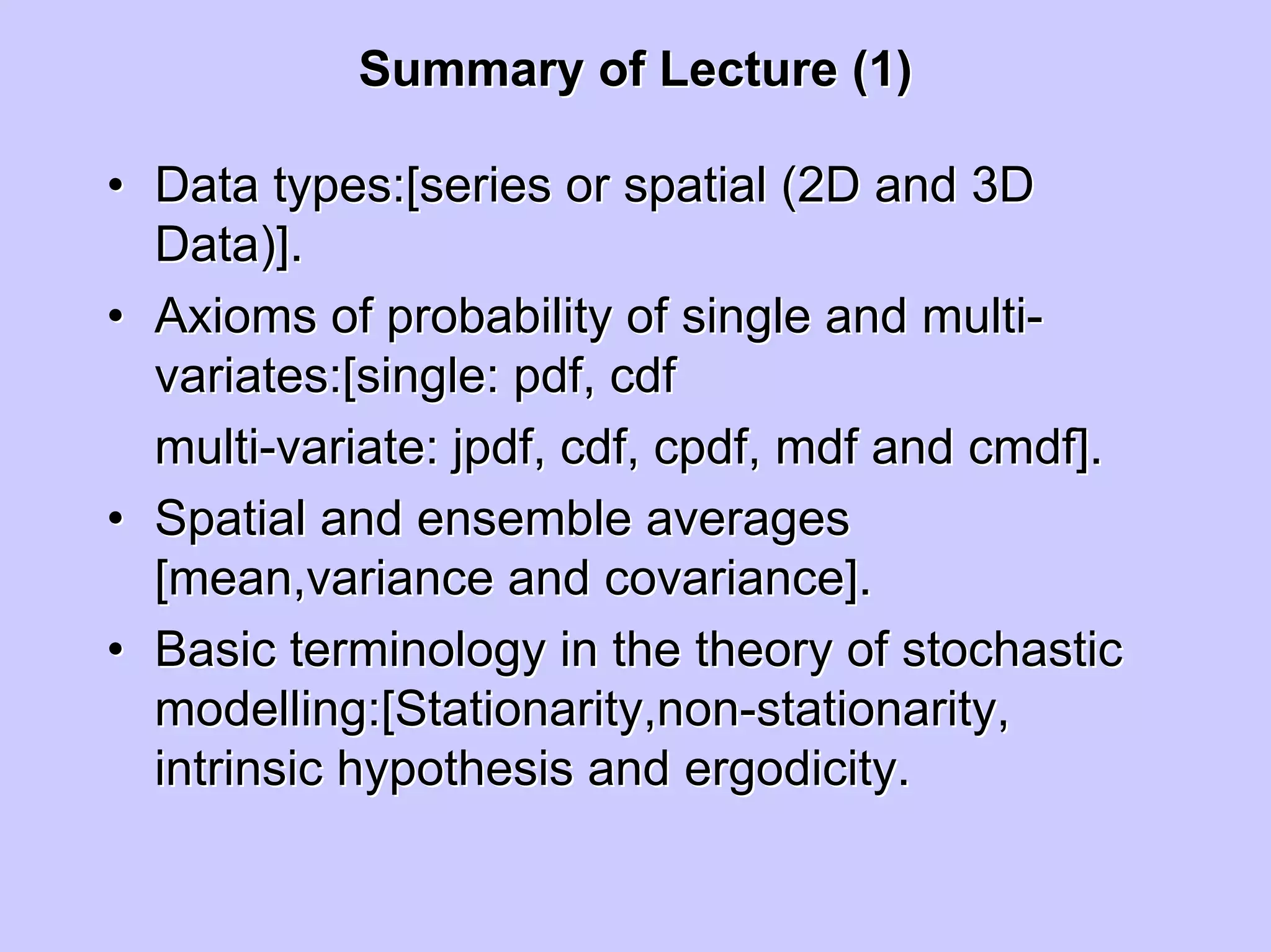 Lecture 2 Stochastic Hydrology Ppt