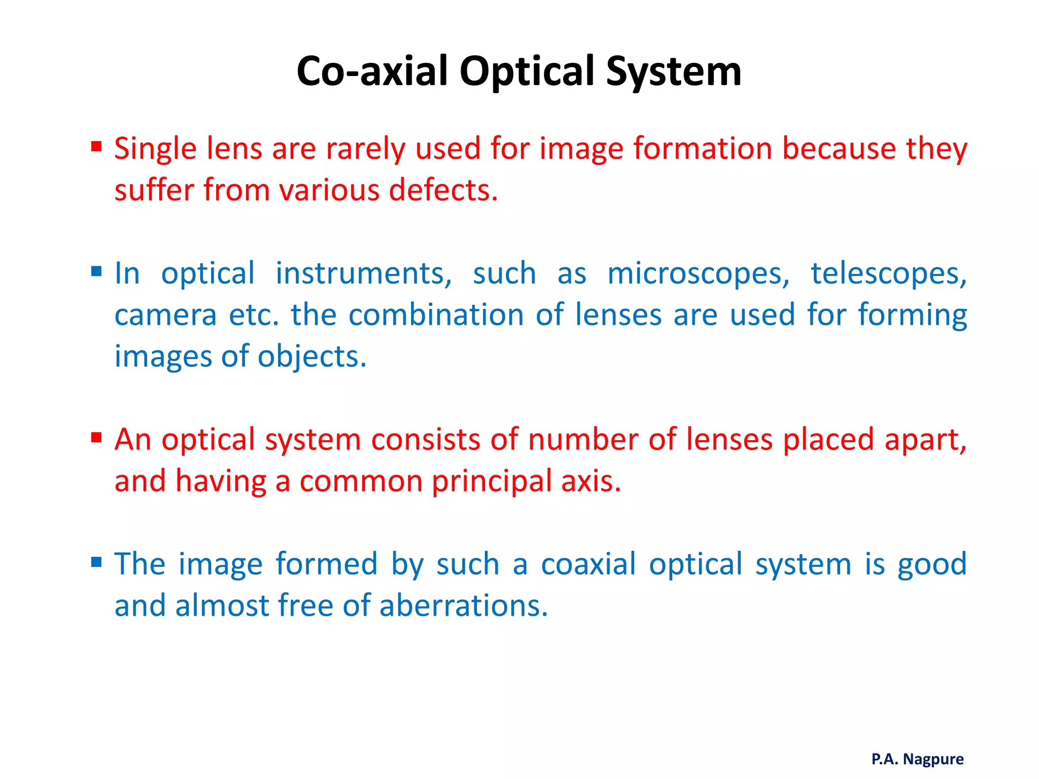 Lecture 2: Co-axial optical system and six cardinal points | PPTX