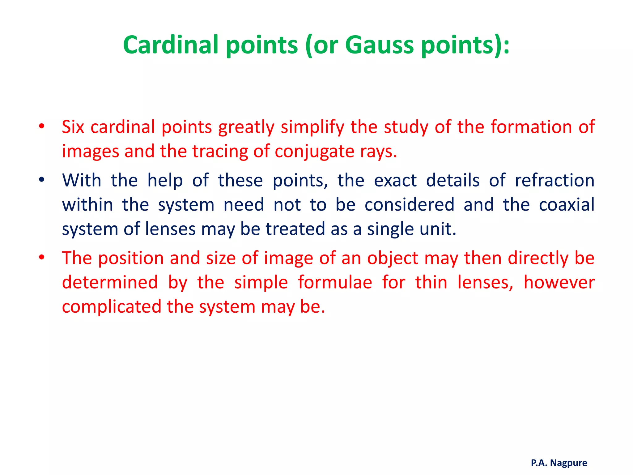 Lecture 2: Co-axial optical system and six cardinal points | PPTX