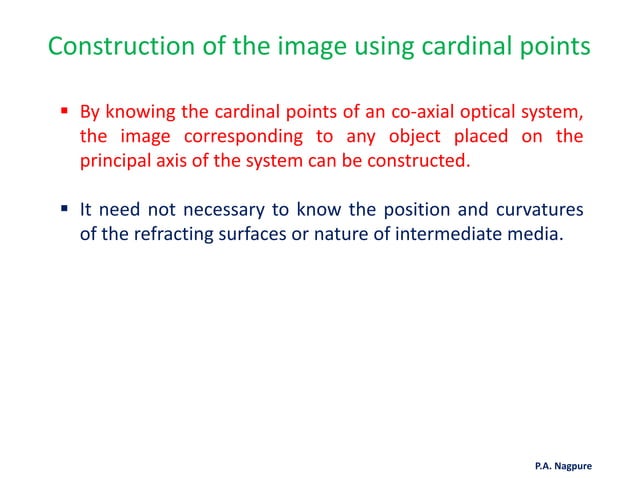 Lecture 2: Co-axial optical system and six cardinal points | PPTX