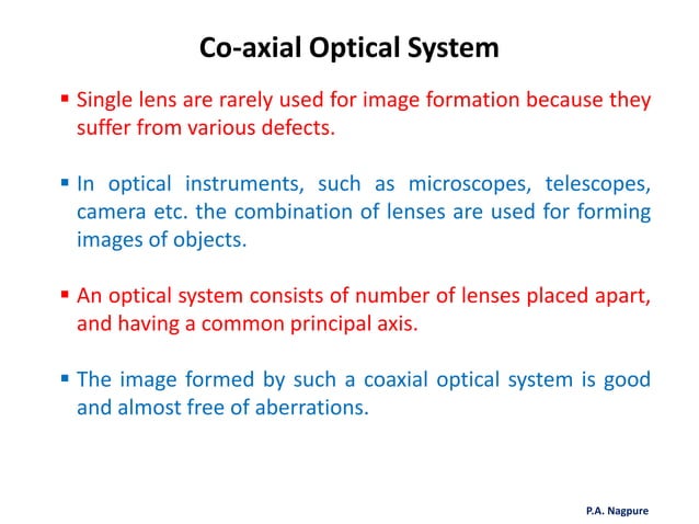 Lecture 2: Co-axial optical system and six cardinal points | PPTX