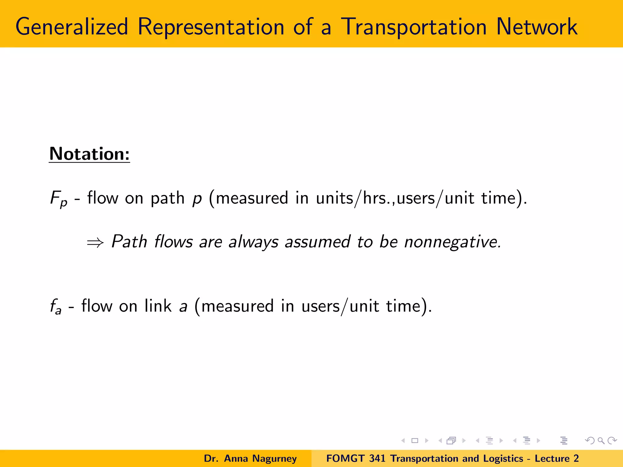 L2 Generalized Representation of a Transportation Network ...