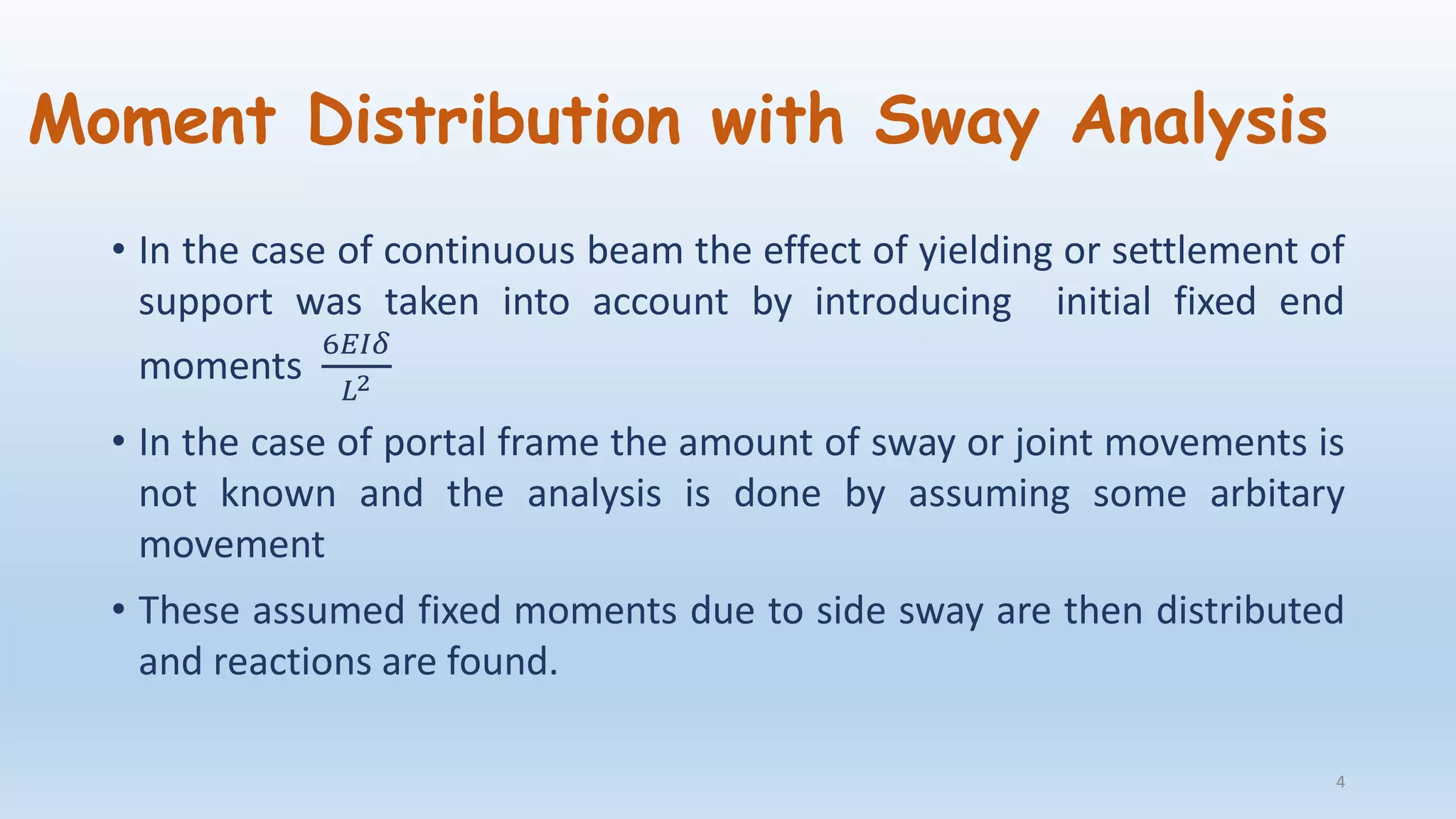 Lecture 2( Moment distribution method with sway) | PDF