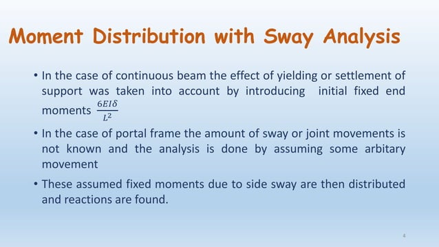 Lecture 2( Moment distribution method with sway) | PDF