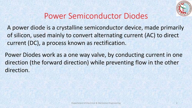Lecture 2: Power Diodes | PPTX | Technology & Computing
