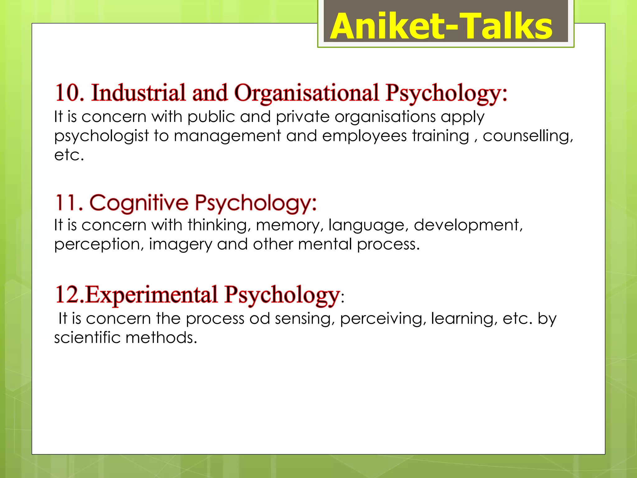Branches of Psychology | Lecture-2 | PDF | Science