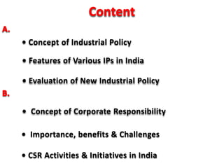 Industrial Policies & Corporate Social Responsibility (CSR) | PPTX