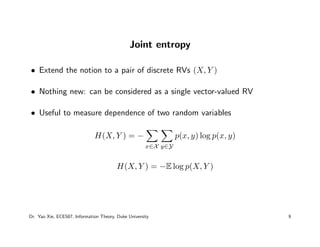 Lecture 2: Entropy and Mutual Information | PDF
