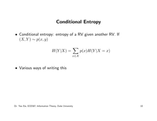 Lecture 2: Entropy and Mutual Information | PDF