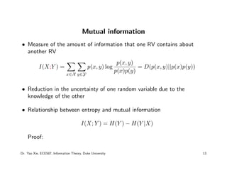 Lecture 2: Entropy and Mutual Information | PDF