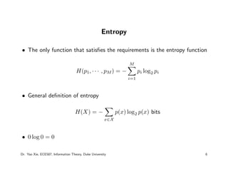 Lecture 2: Entropy and Mutual Information | PDF