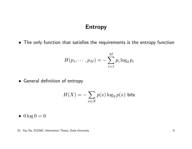 Lecture 2: Entropy and Mutual Information | PDF | Physics | Science