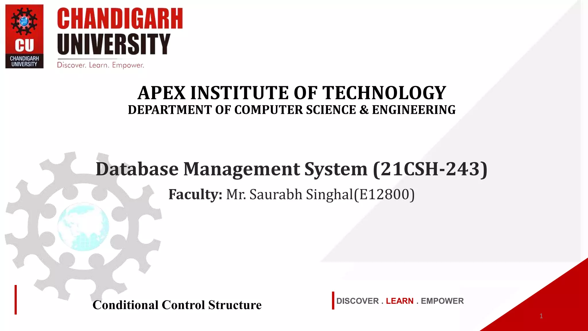 Lecture 2326conditional Control Structurepptx Databases Computer Software And Applications