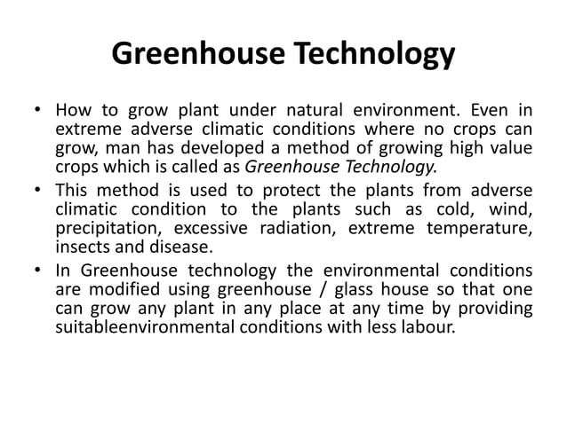 green house technology introduction and concepts | PPTX