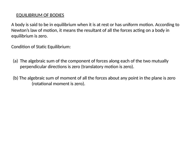 Basic Mechanics of solids.. stress strain and equilibrium condition | PPTX