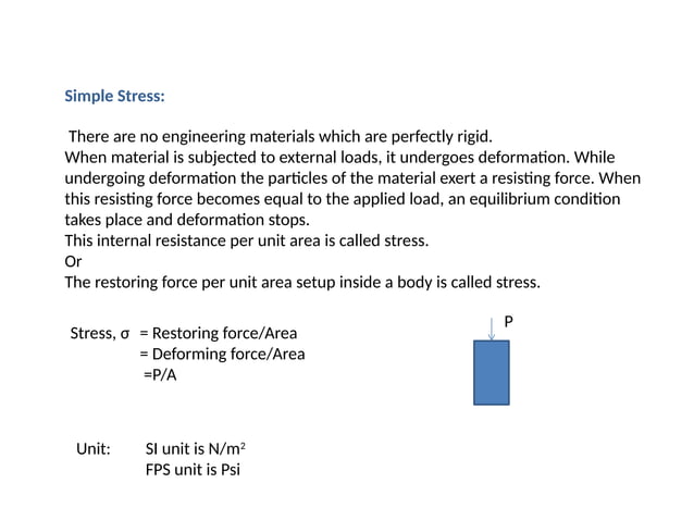 Basic Mechanics of solids.. stress strain and equilibrium condition | PPTX