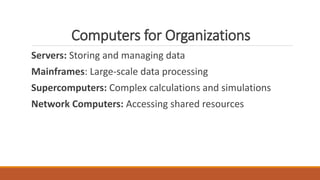 Exploring computers and their uses. Exploring computers and their uses ...