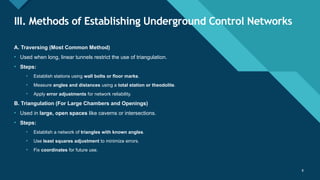 Design of Control Network in Mine Surveying | PPTX