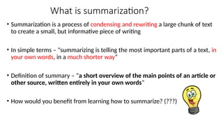 Summarizing Easy Steps with Examples here | PPTX