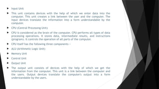 Basics of Computer systems and their workinh | PPTX