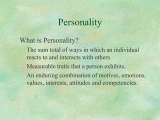 Personality & Individual Differences (Business Psychology) | PPT