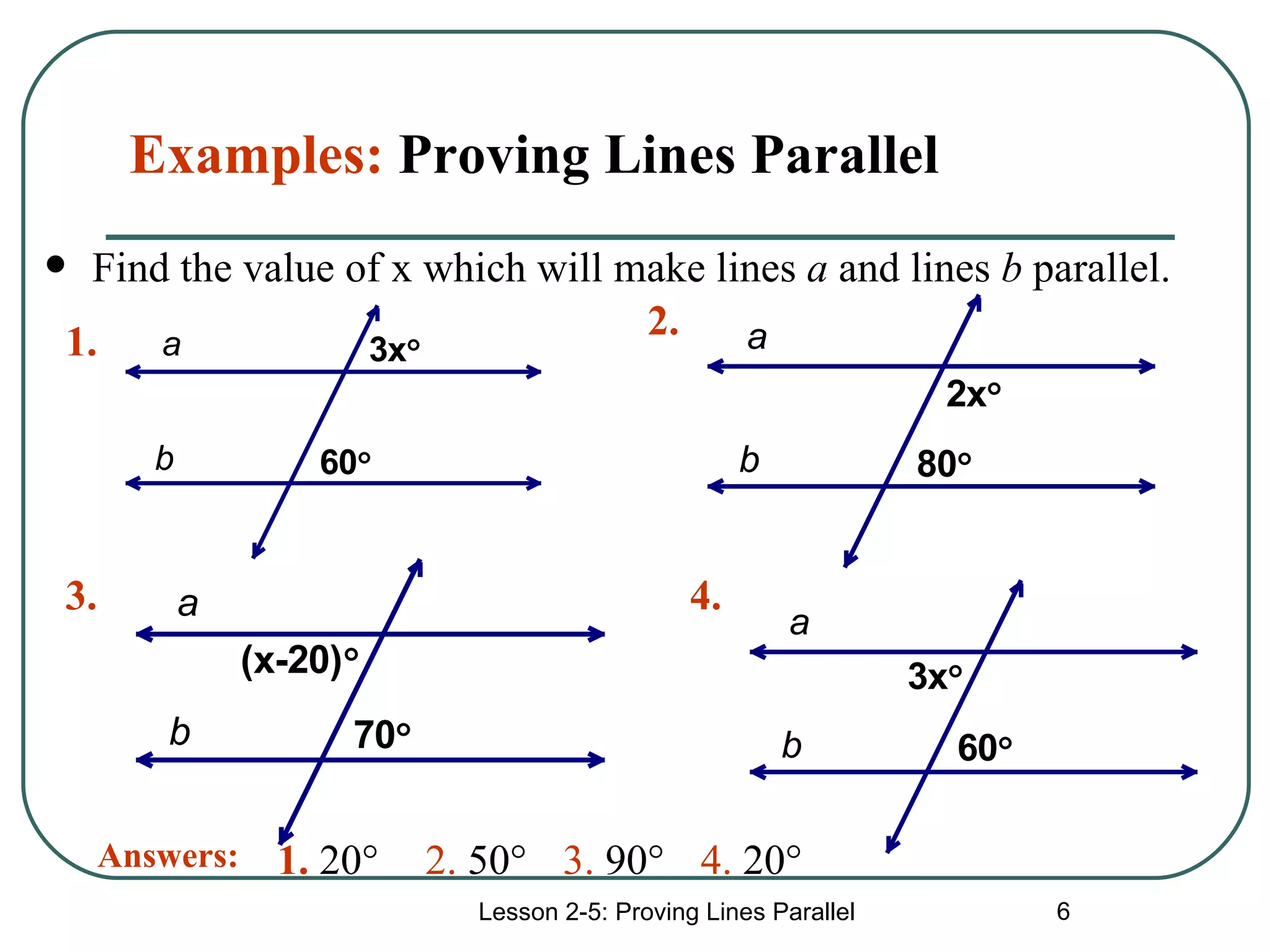 Proving Lines Parallel | PPT