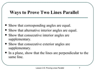 Proving Lines Parallel | PPT