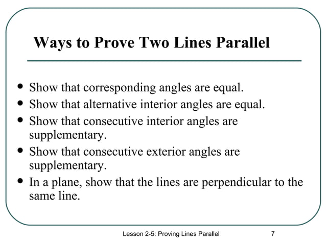 Proving Lines Parallel | PPT | Geography | Science