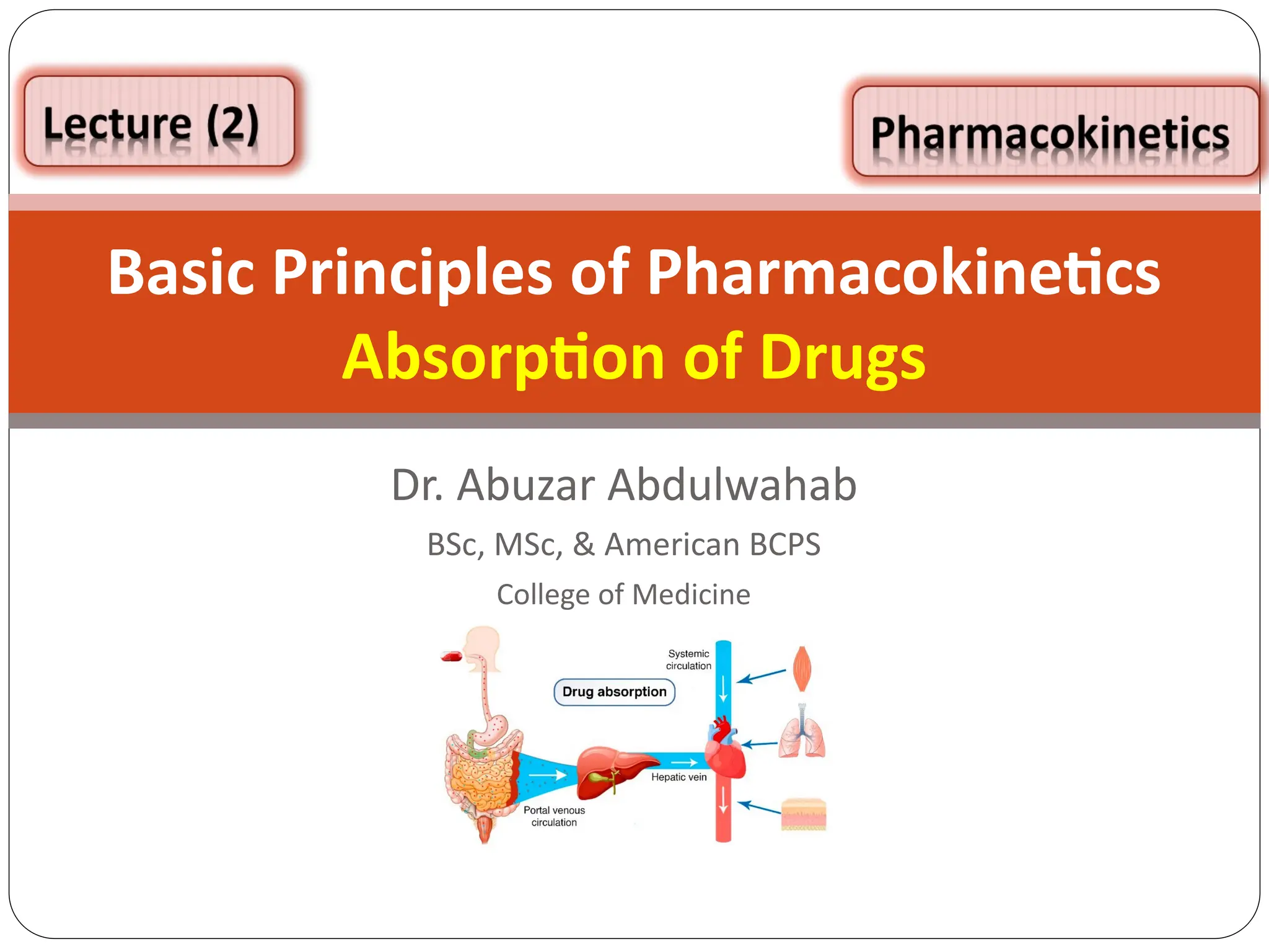 Pharmacokinetics Lecture - Absorption.ppt