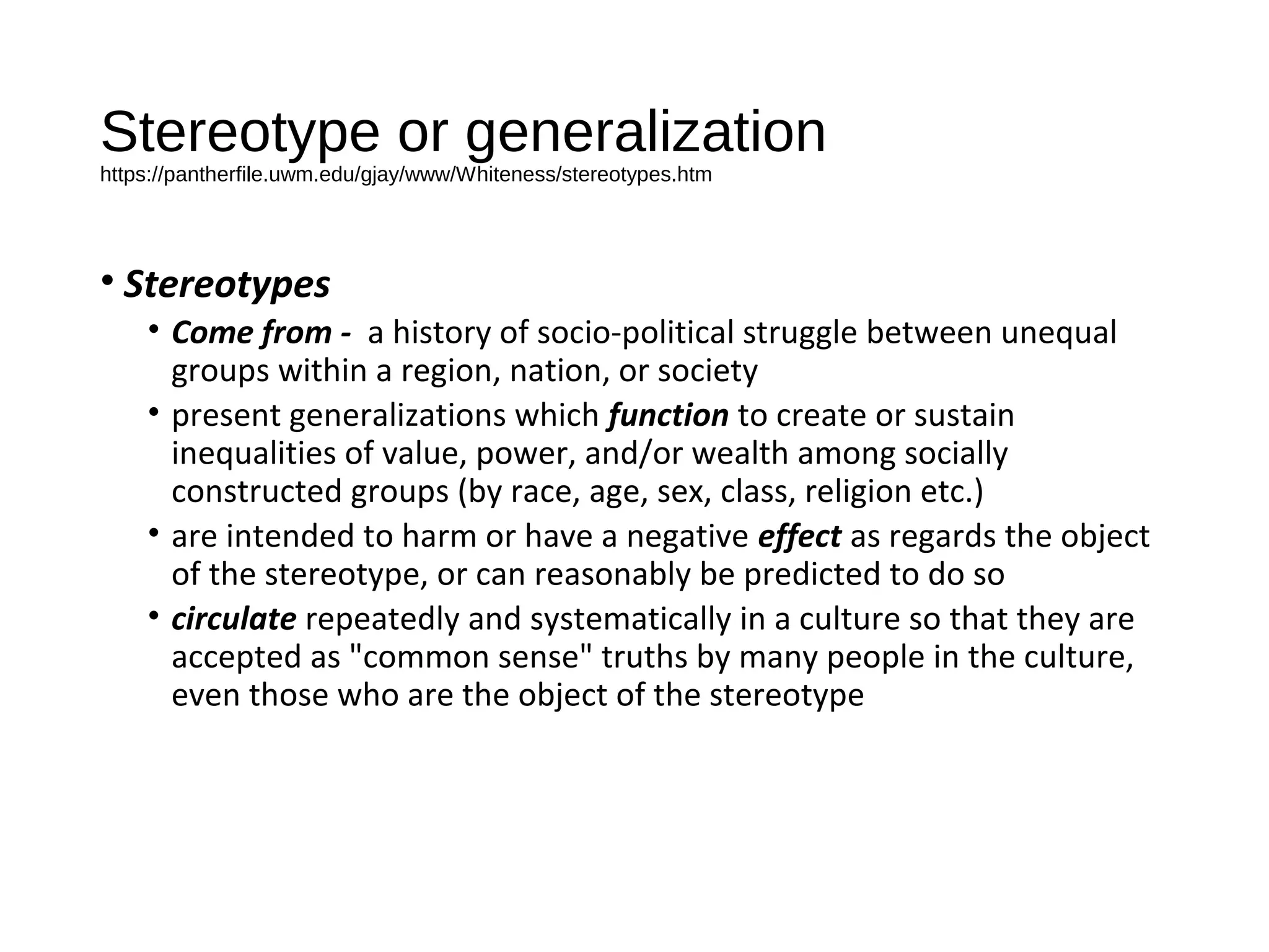 Lecture 2 defining stereotypes, prejudice & discrimination | PPT