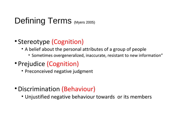 Lecture 2 defining stereotypes, prejudice & discrimination | PPT