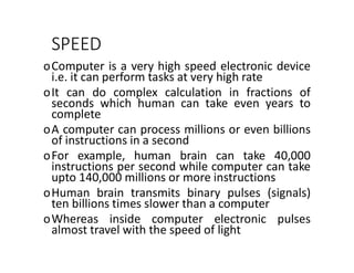 Lecture#2-Featuers of Computers in modern technology and its benefits | PDF